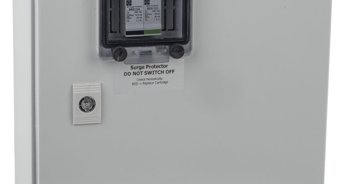 IP65 Steel Encl fitted with SP T1&2 SPD - Lewden