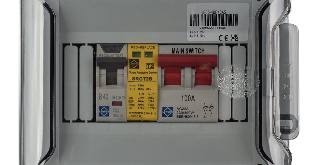 IP65 PC DB 4W with 40A BIDIR RCBO & SPD - Lewden